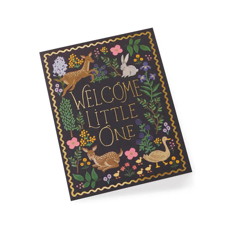 Rifle Paper Co Woodland Welcome Baby Card | The Baby Cubby