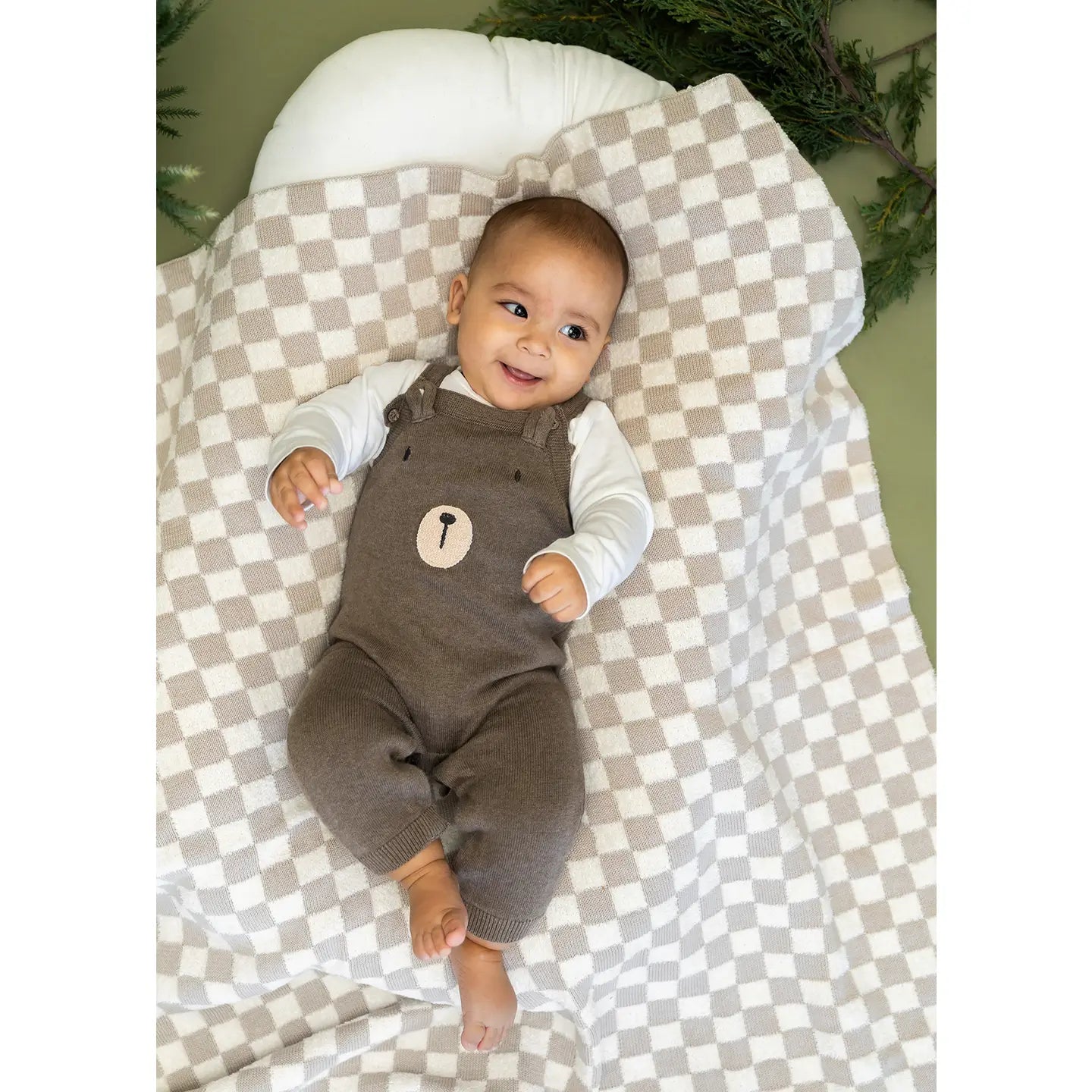 Viverano Organics Checkered - Terry Knit Sweater Knit Baby Blanket ...