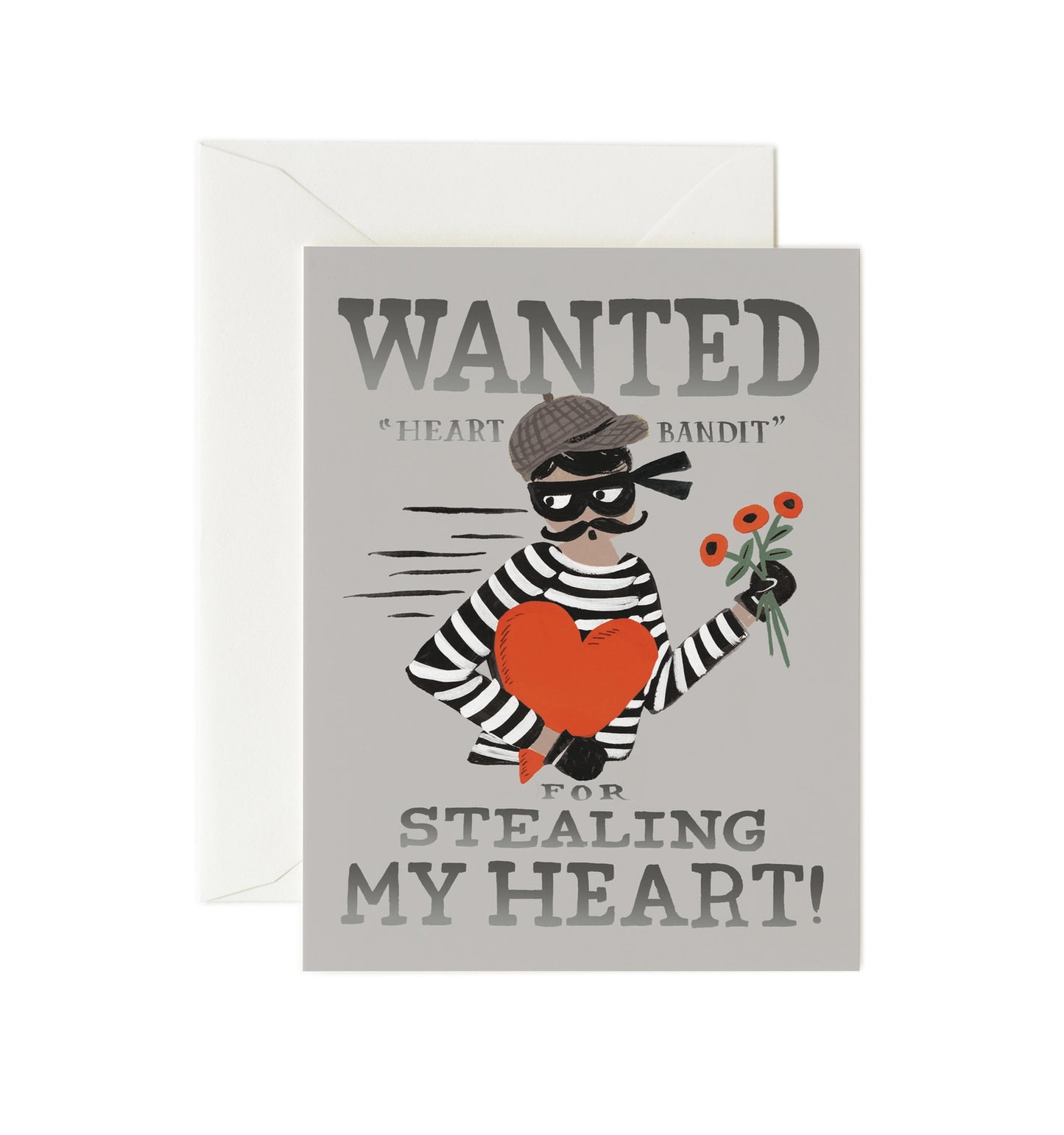 Rifle Paper Co Heart Bandit Silver Valentine's Day Card | The Baby Cubby
